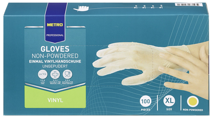 METRO PROFESSIONAL Перчатки виниловые XL, 100шт купить с доставкой на ...