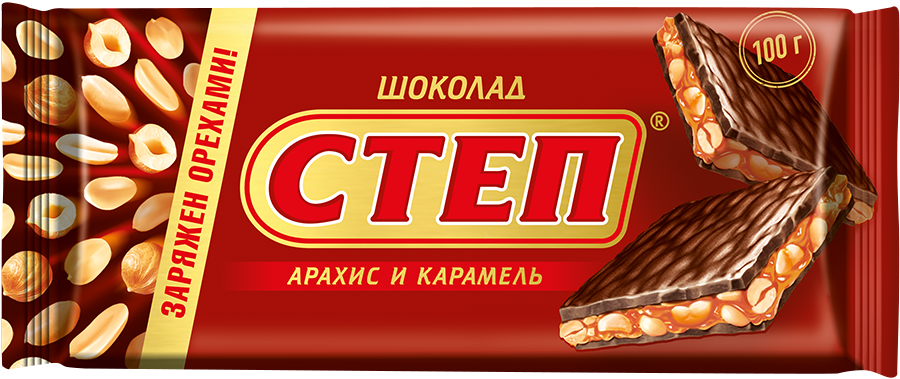 Шоколад Степ Арахис-карамель, 100г купить с доставкой на дом, цены в ...