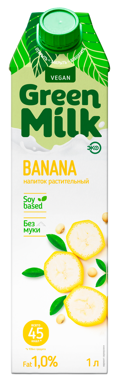 Напиток растительный соевый Green Milk Professional с бананом, 1л ...