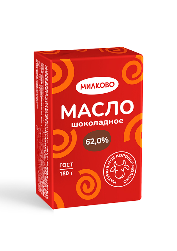 Масло сливочное Милково шоколадное 62%, 180г купить с доставкой на дом ...