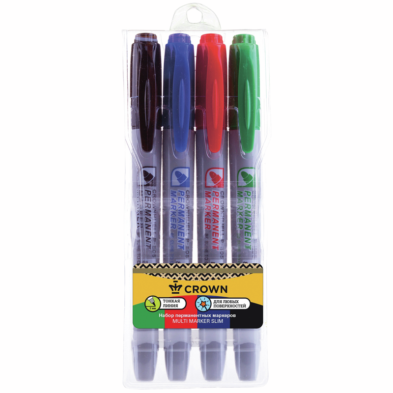 Маркеры Crown Multi Marker Slim перманентные 4 цвета купить с доставкой ...