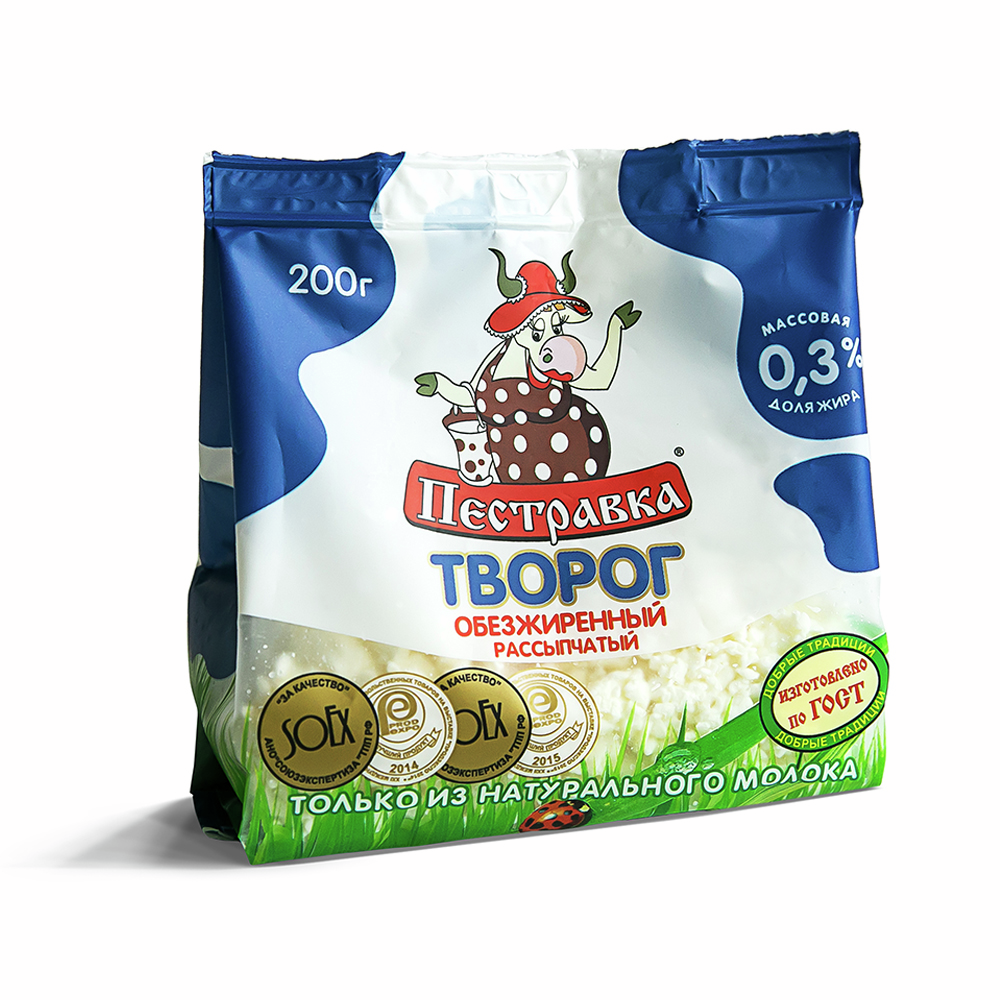 Творог Пестравка 0.3%, 200г купить с доставкой на дом, цены в интернет ...