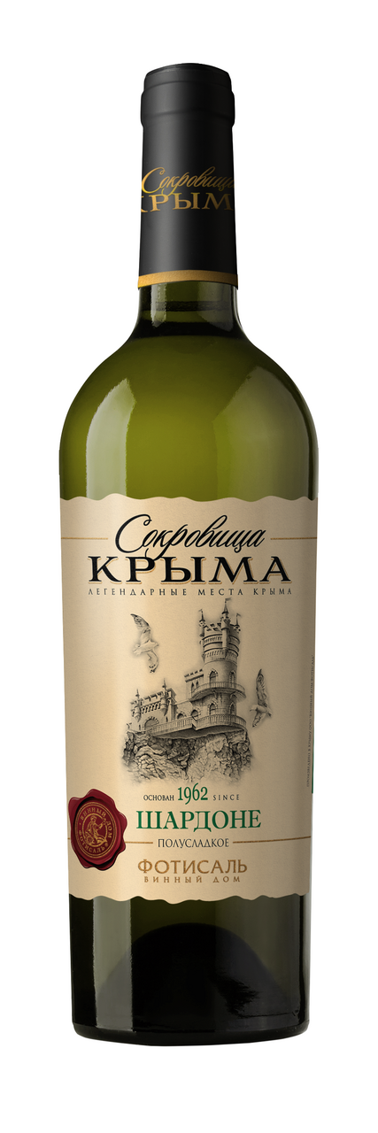 Вино Сокровища Крыма Шардоне белое полусладкое, 0.75л купить по ...