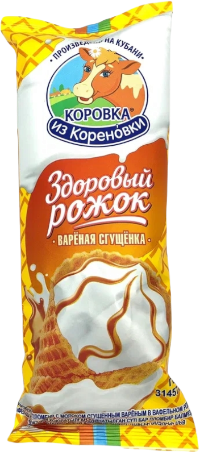 Мороженое Коровка из Кореновки рожок вареная сгущенка 15%, 120г купить ...