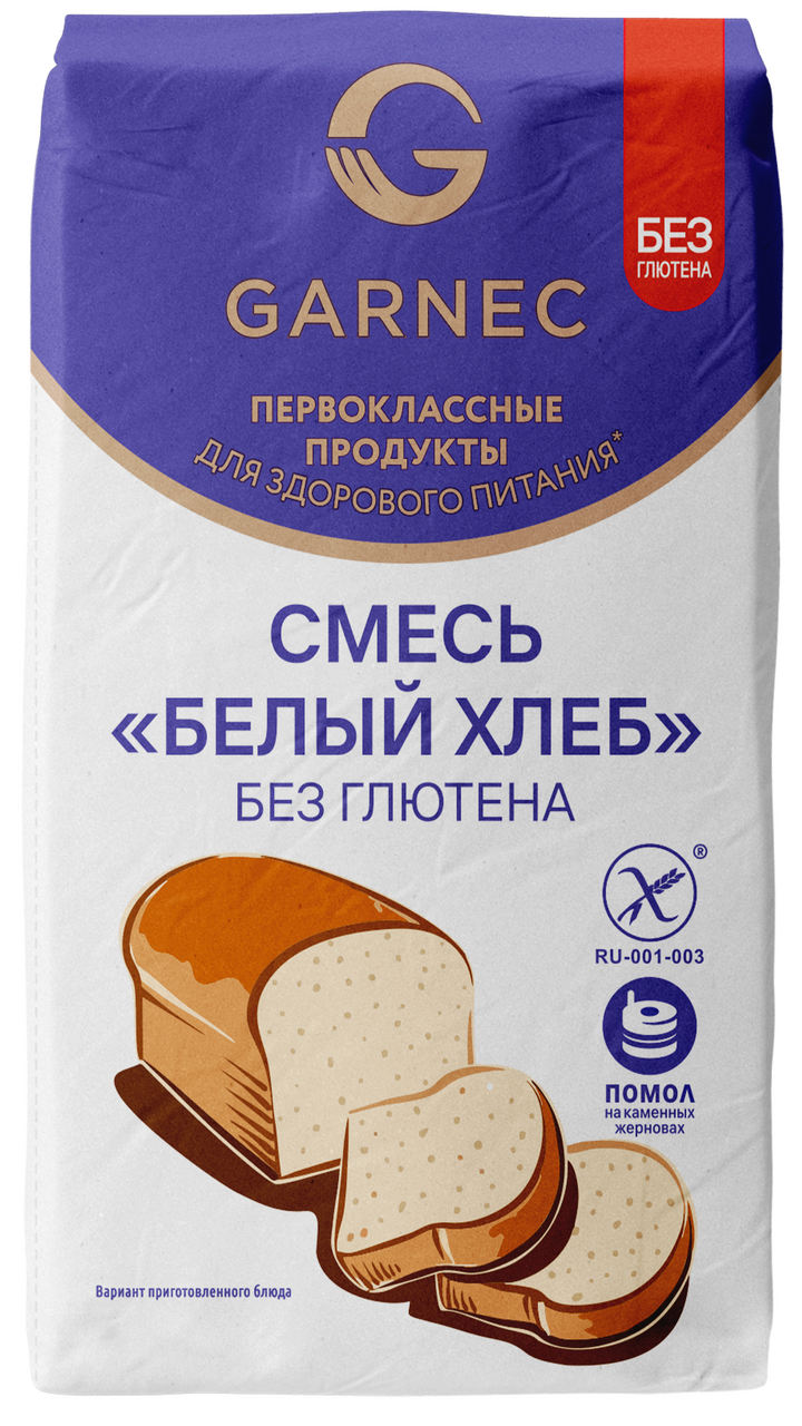 Смесь для выпечки Garnec Белый хлеб без глютена, 600г купить с ...