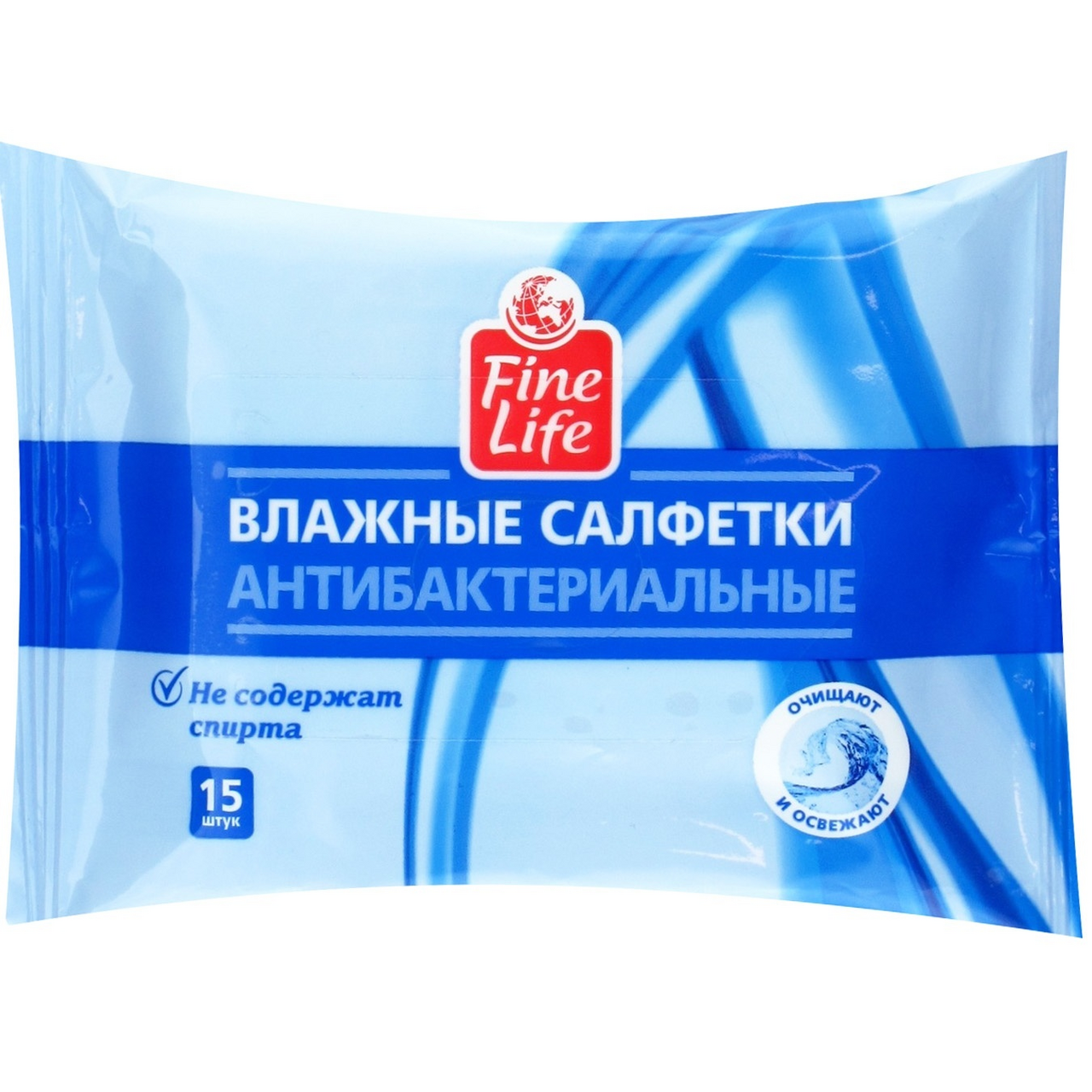 Влажные салфетки FINE LIFE антибактериальные, 15 шт купить с доставкой ...
