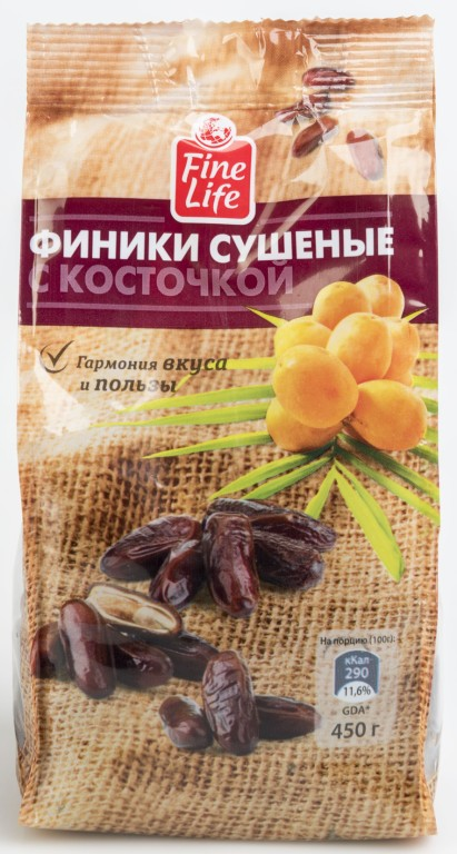 Fine Life Финики сушеные с косточкой 450г купить с доставкой на дом ...