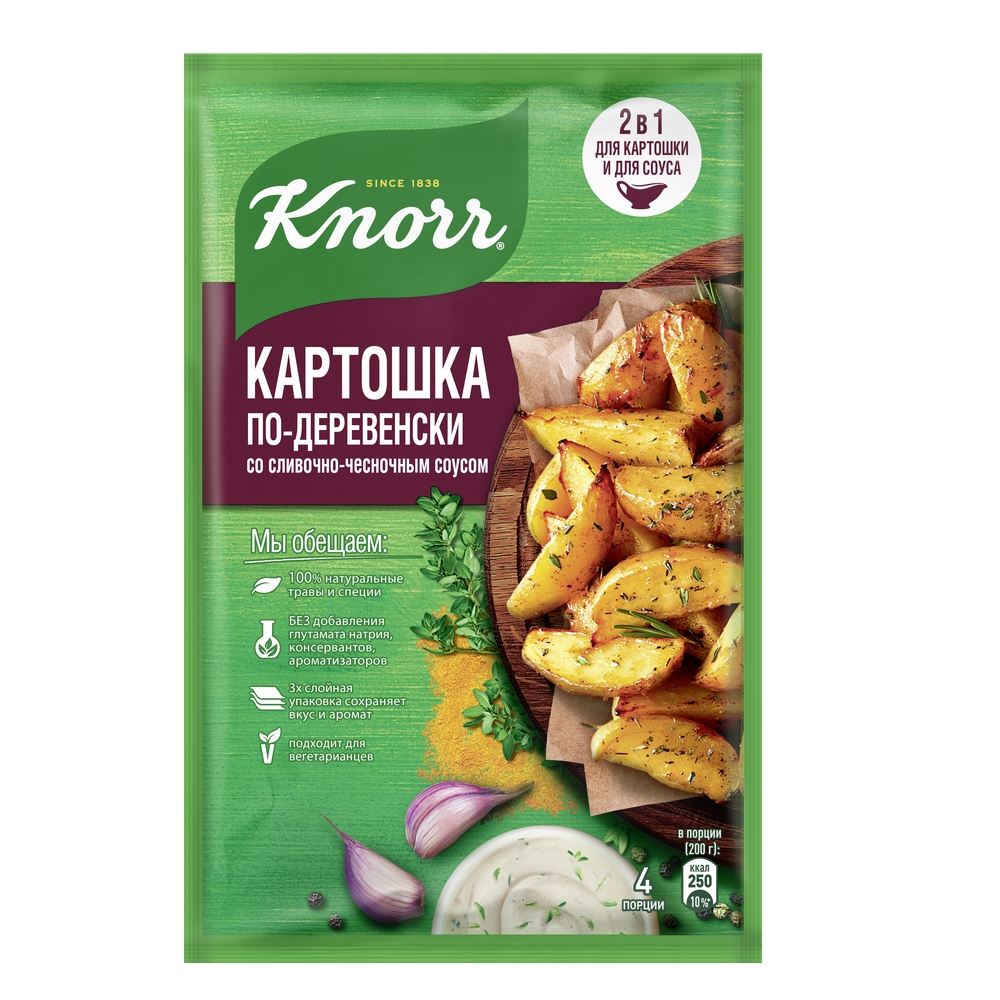 Приправа Knorr Картошка по-деревенски со сливочно-чесночным соусом, 28г ...