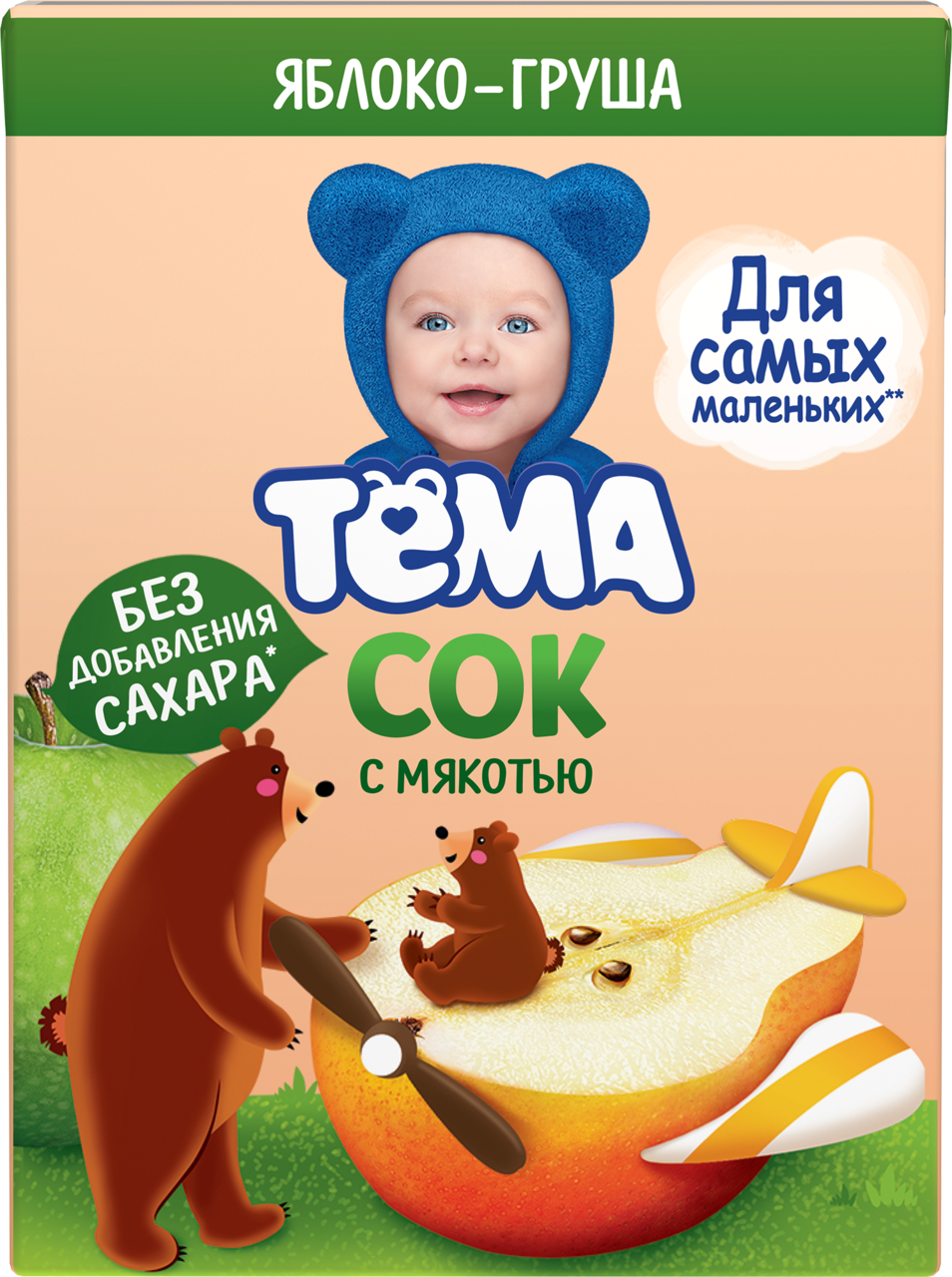 Сок ТЕМА яблочно-грушевый с мякотью, 200мл купить с доставкой на дом ...