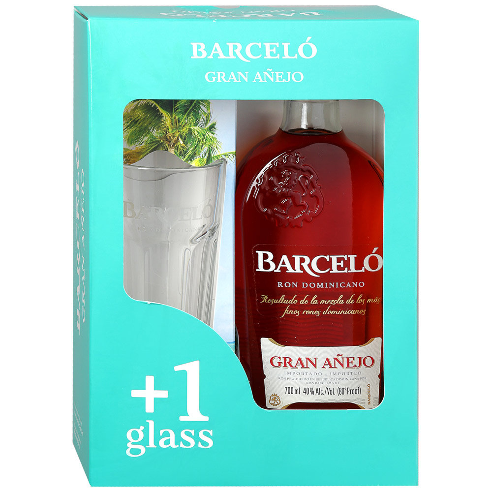 Ром Ron Barcelo Gran Anejo с стаканом в подарочной упаковке, 0.7л ...