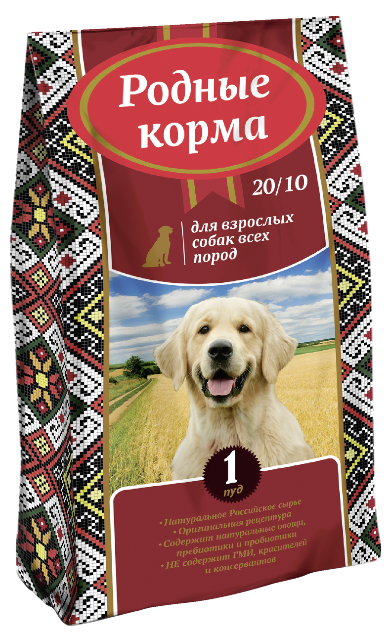 Корм сухой с курицей для взрослых собак всех пород РОДНЫЕ КОРМА, 16,38 ...
