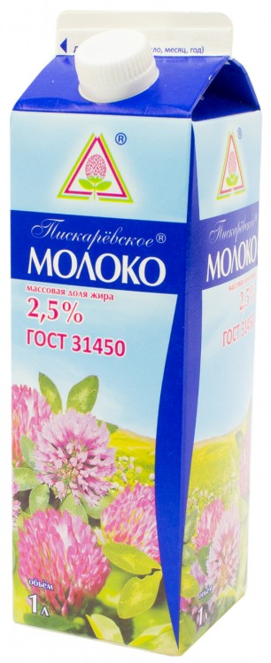 Молоко Пискаревское пастеризованное 2.5%, 1л купить с доставкой на дом ...