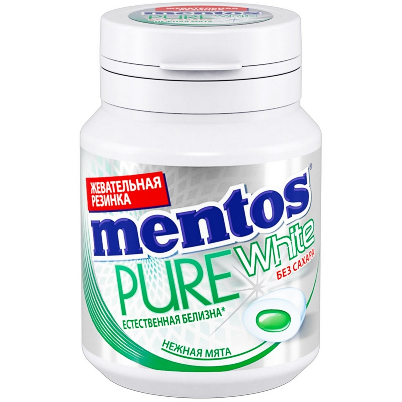Жевательная резинка Mentos Pure white нежная мята, 54г купить с ...