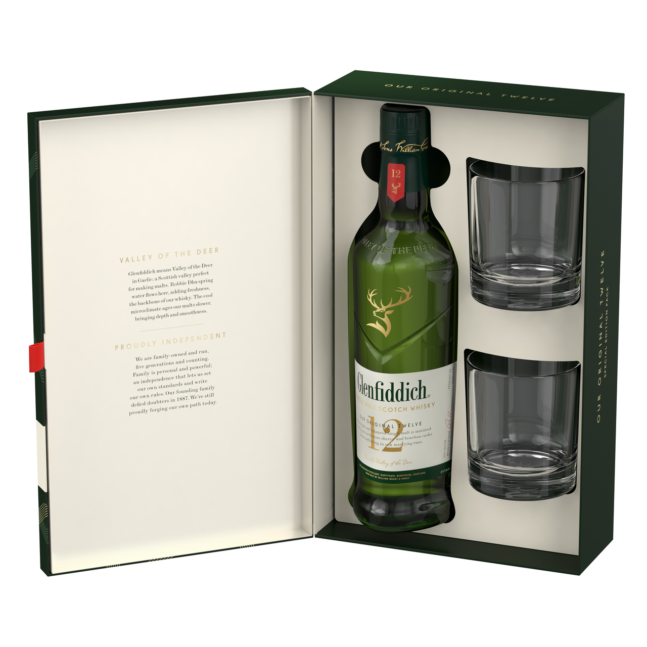 Виски Glenfiddich 12 лет + 2 стакана в подарочной упаковке, 0.7л купить ...